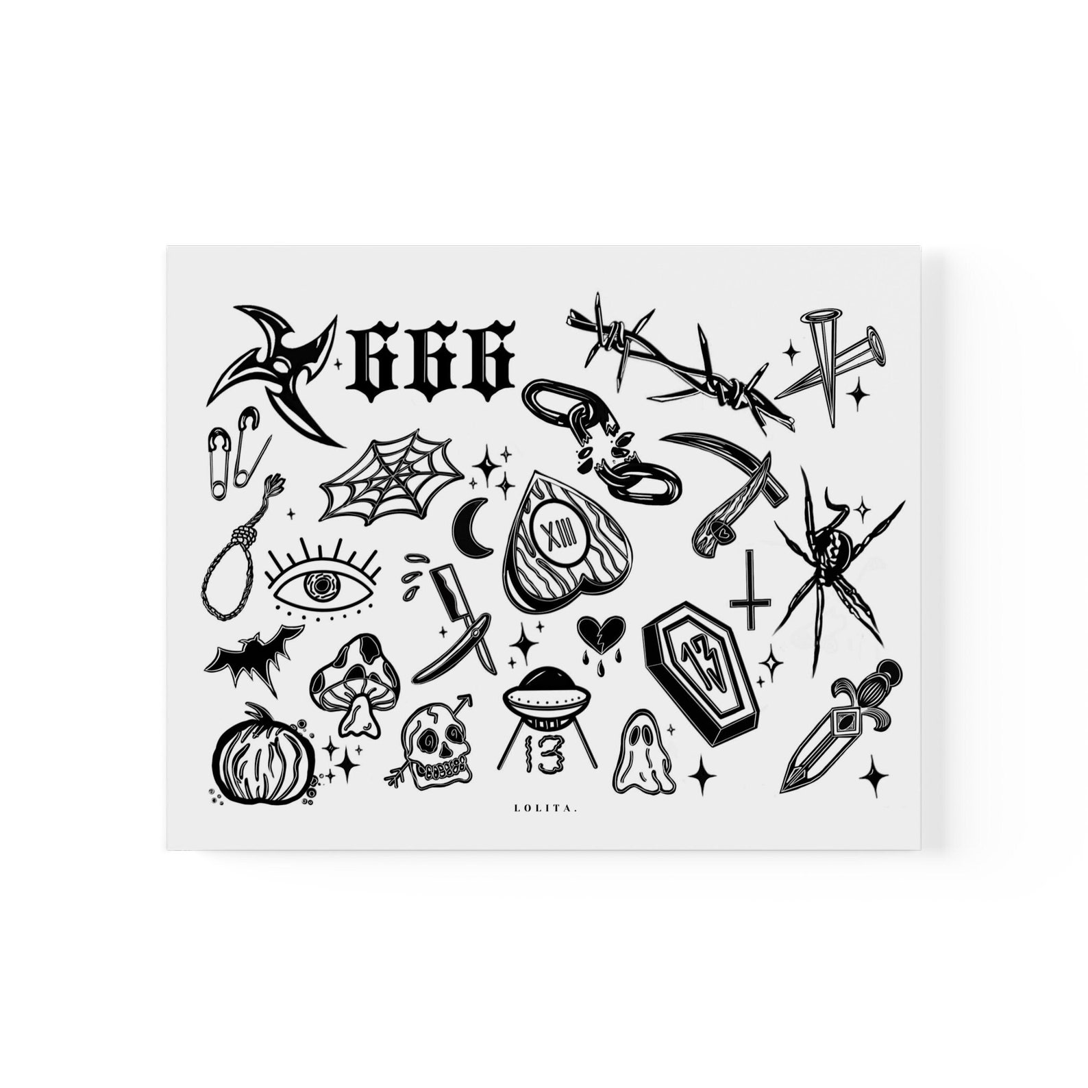 Friday the 13th Tattoo Flash Sheet, Halloween Digital Art Print - Etsy UK