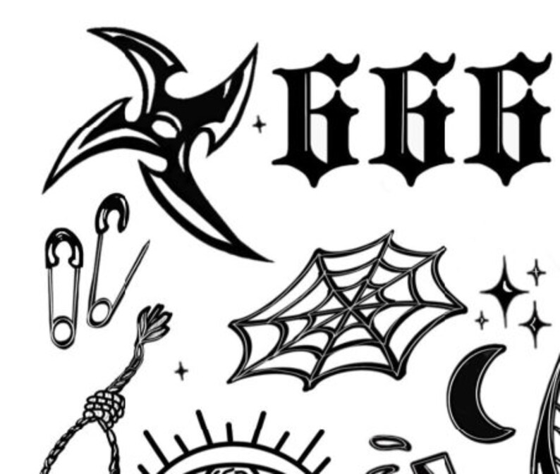 Friday the 13th Tattoo Flash Sheet, Halloween Digital Art Print - Etsy ...