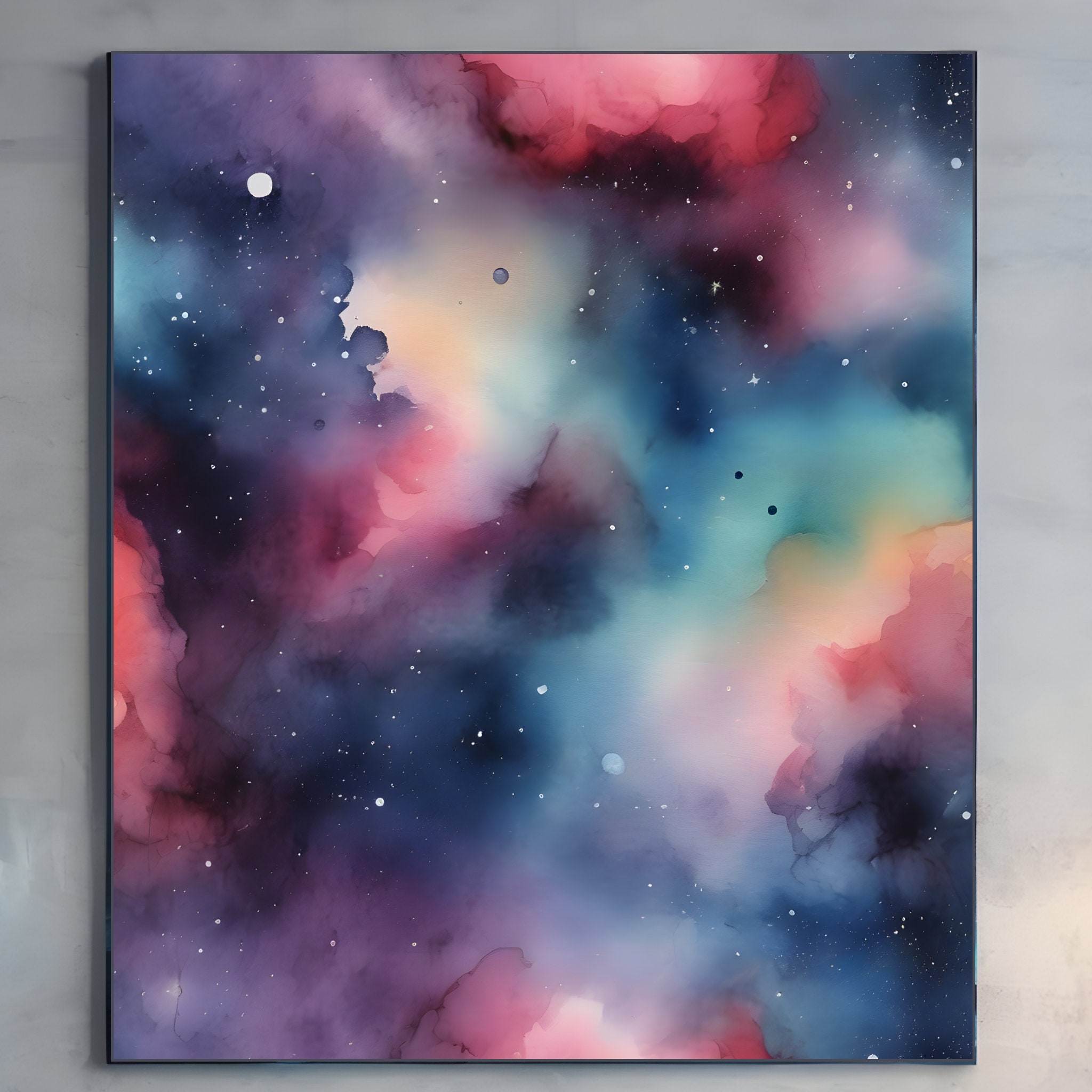 Nebula Painting Prints Set of 24 Watercolor Space Paintings Modern ...