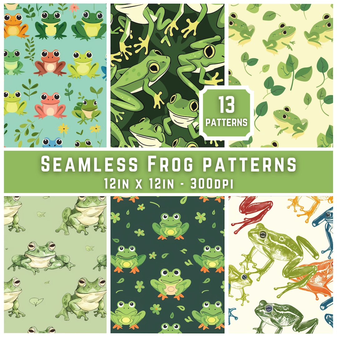 13 SEAMLESS Frog Patterns, Frog Pattern Designs for Clothing, Digital ...