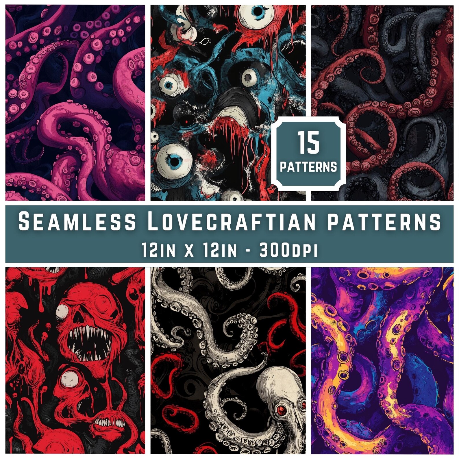 15 SEAMLESS Lovecraftian Patterns | Eldritch Elegance for Fashion and ...