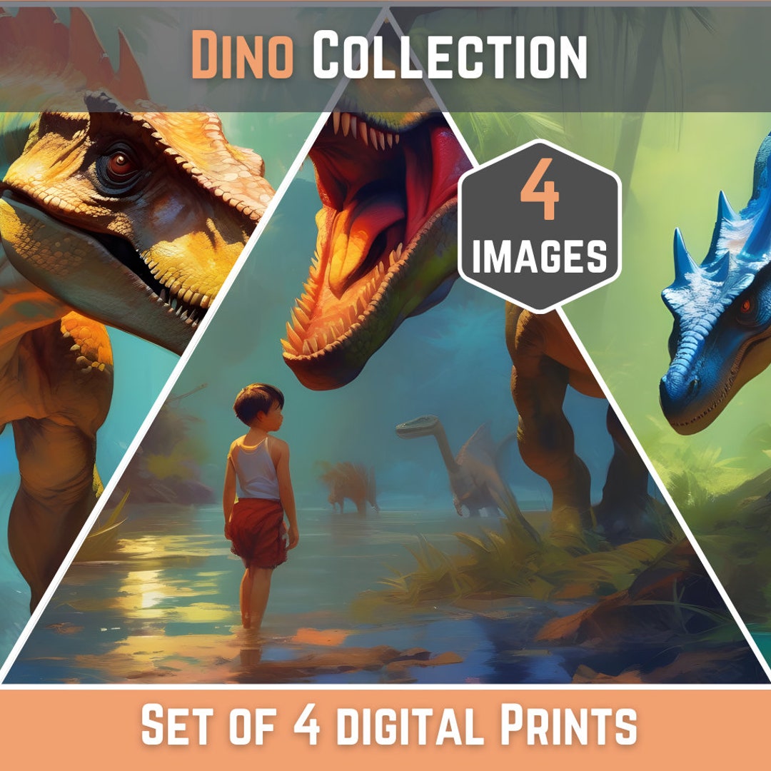 Dinosaur Prints Set of 4 Posters, Dinosaur Wall Art, T Rex Print ...