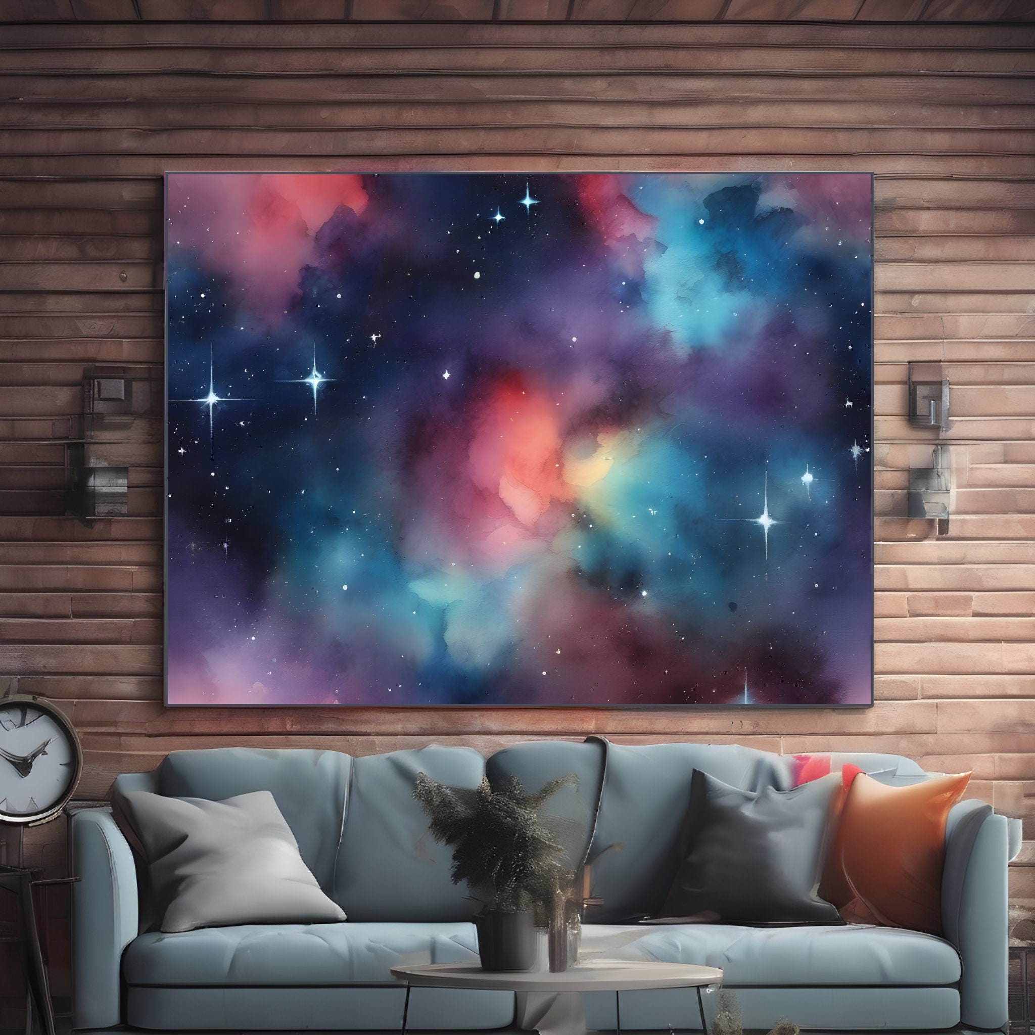 Nebula Painting Prints Set of 24 Watercolor Space Paintings Modern ...