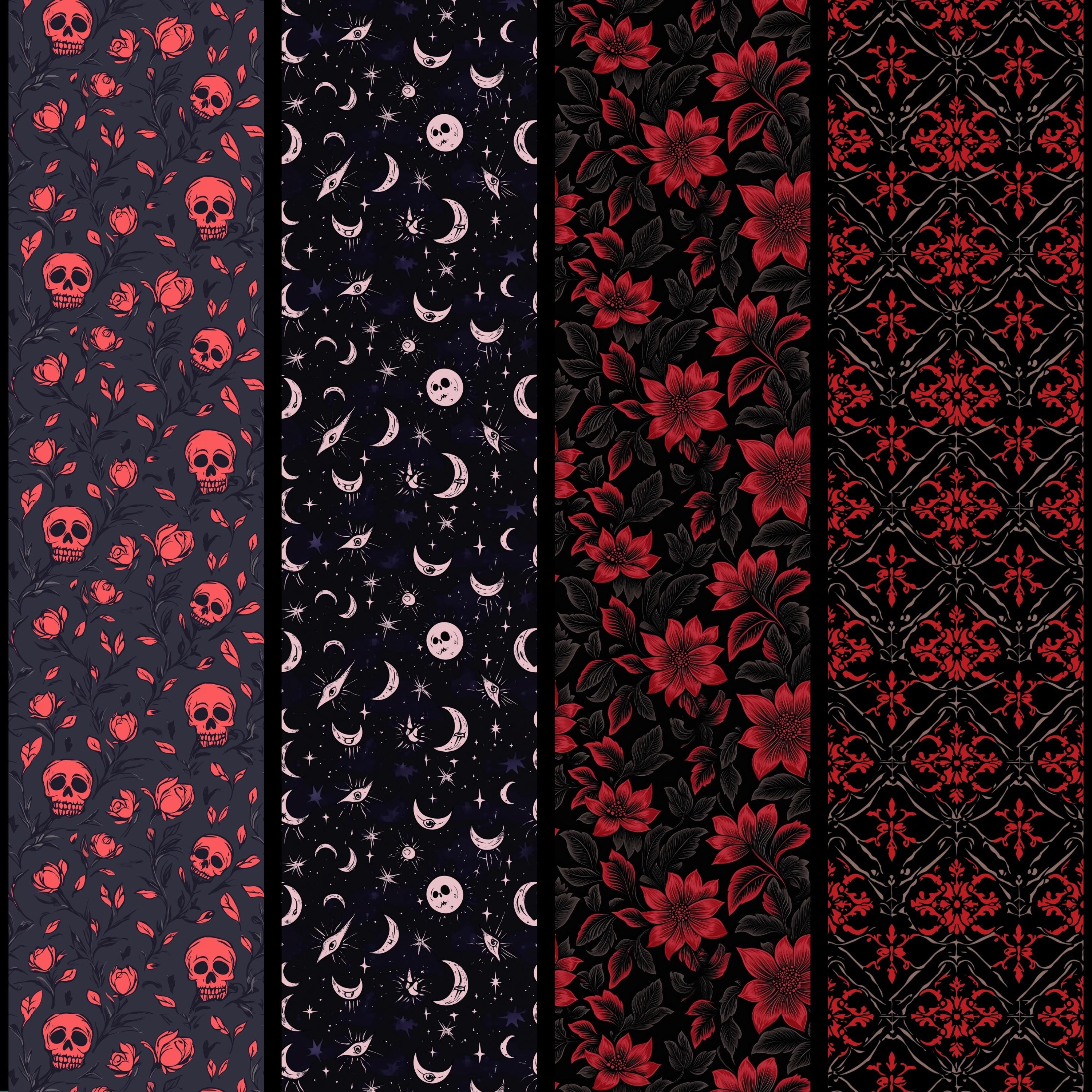 20 SEAMLESS Goth Patterns Vintage Gothic Patterns for Dresses, Clothing ...
