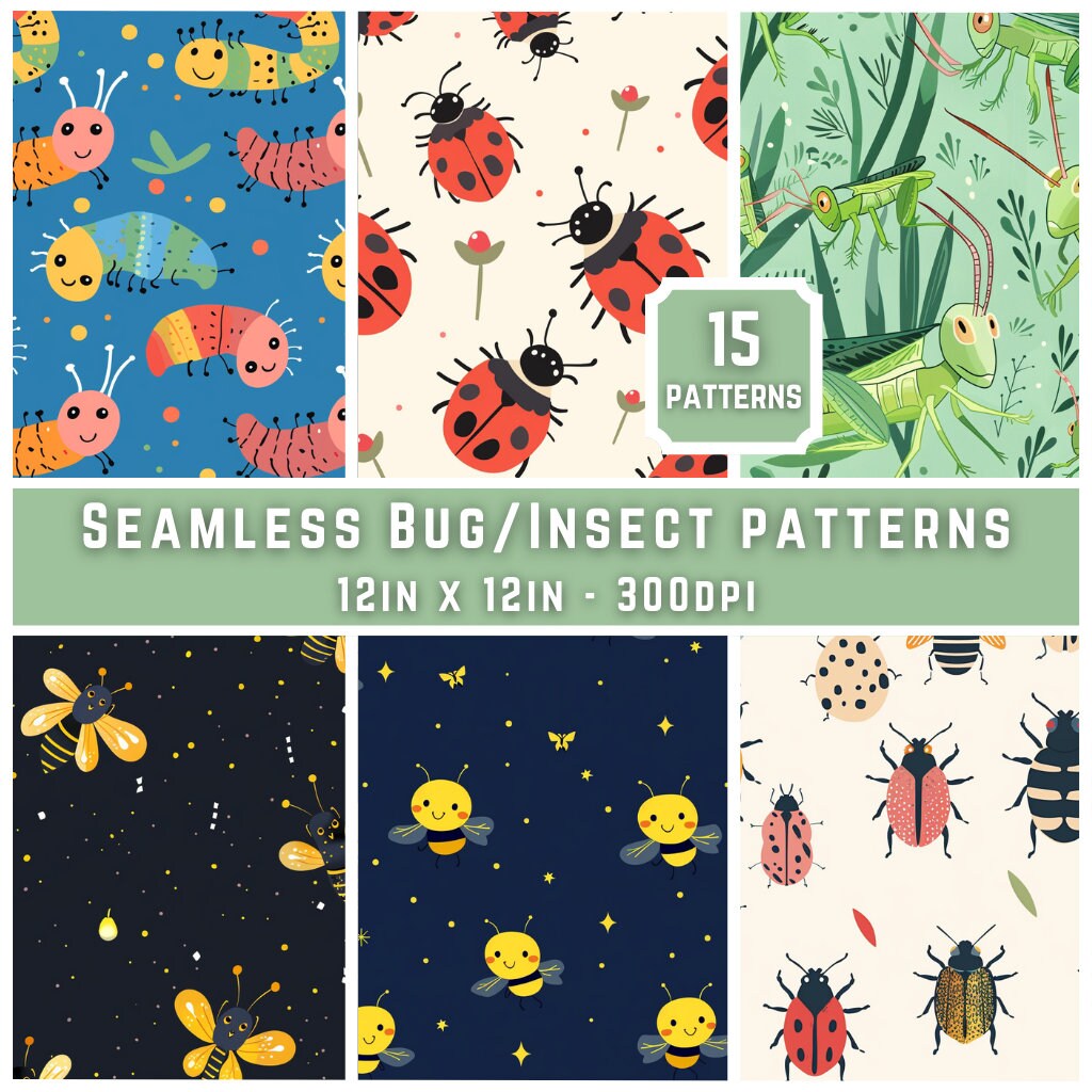 15 SEAMLESS Bug Patterns | Bug and Insect Patterns for Dress and ...