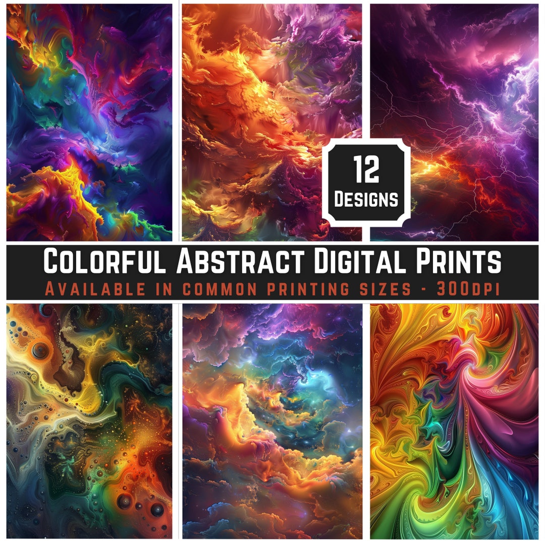 Colorful Art - Set of 12 | INSTANT Download Digital Prints | Colorful ...