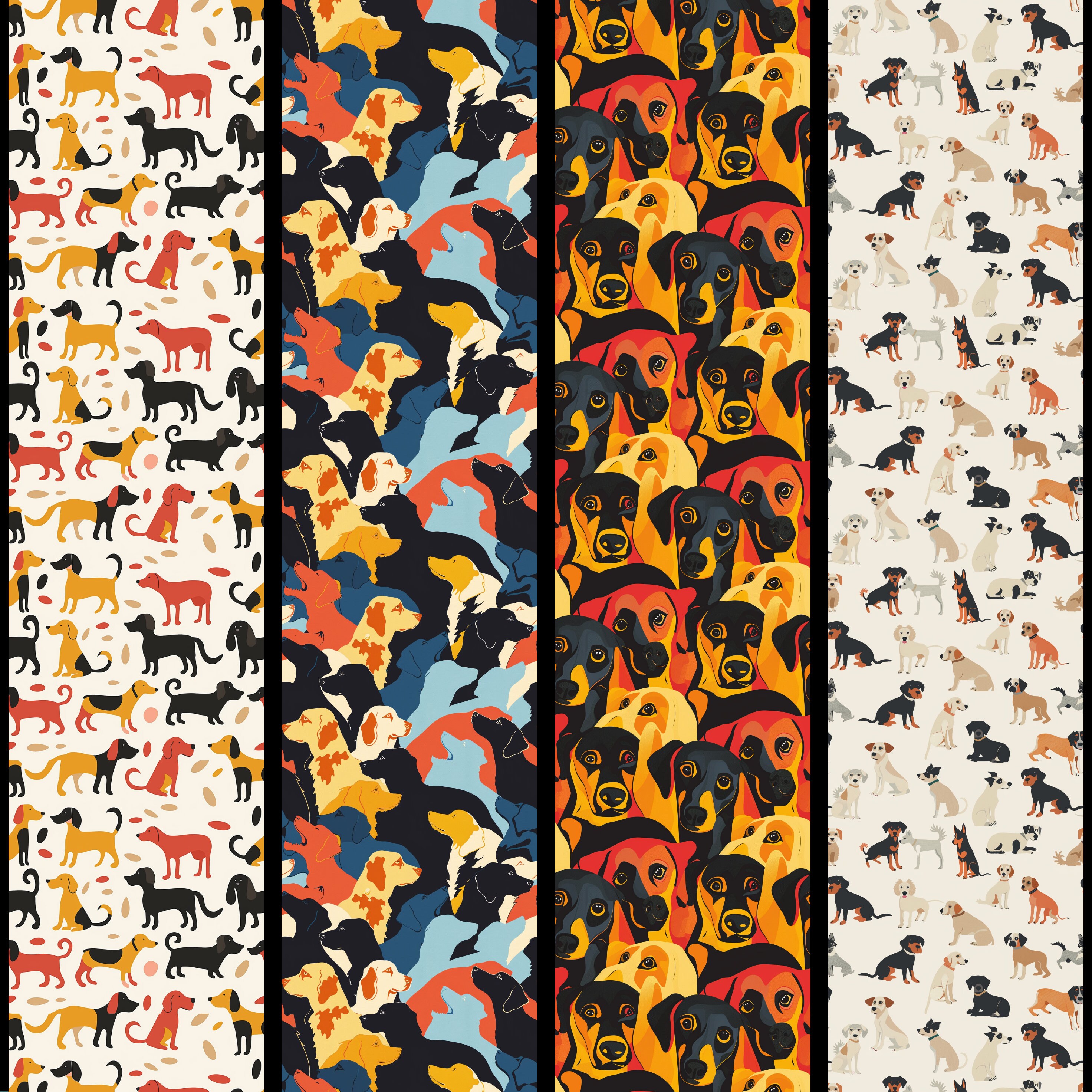 12 SEAMLESS Dog Patterns, Dog Pattern Designs for Clothing, Digital Art ...