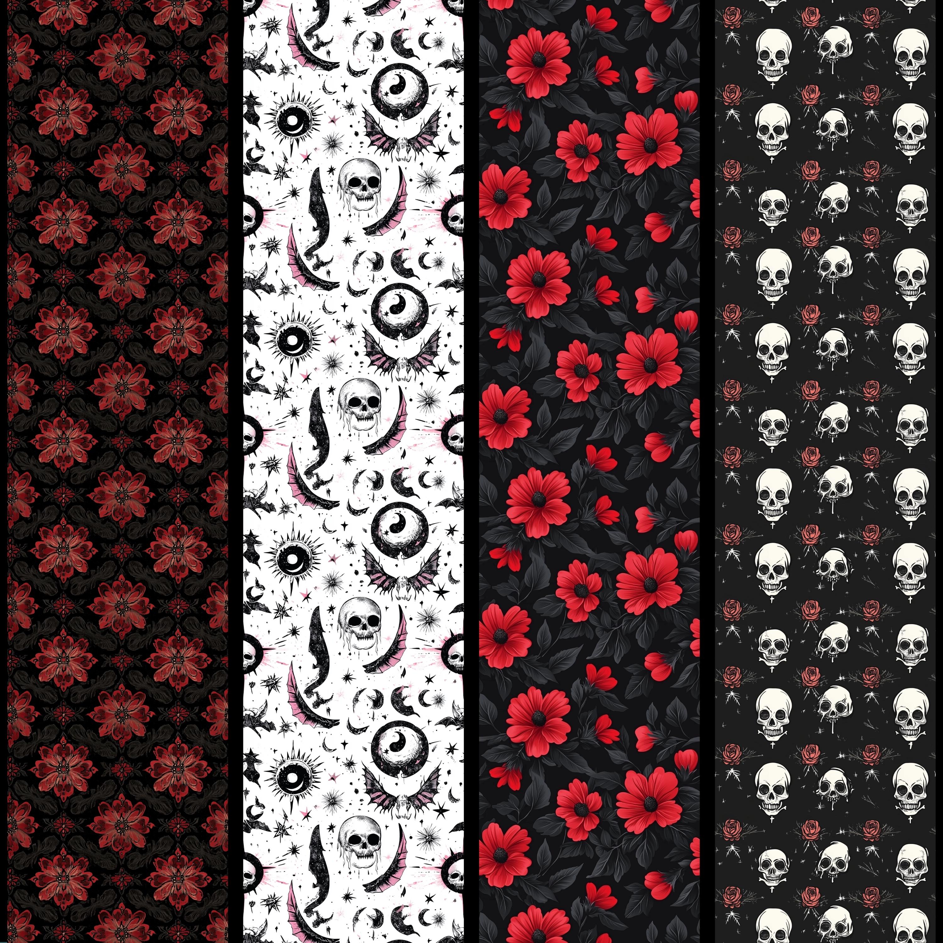 20 SEAMLESS Goth Patterns Vintage Gothic Patterns for Dresses, Clothing ...