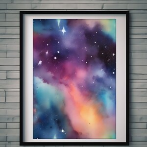 Nebula Painting Prints Set of 24 Watercolor Space Paintings Modern ...