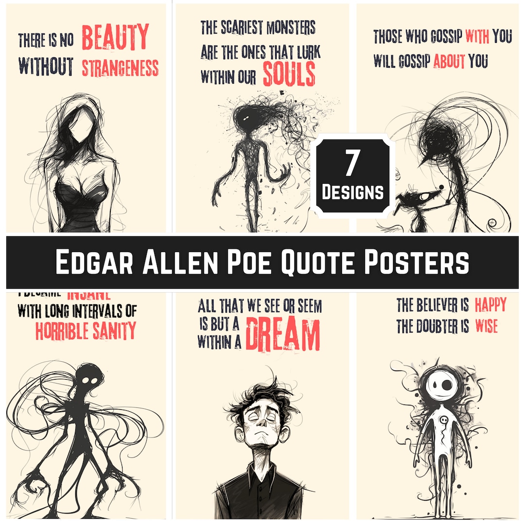 Edgar Allan Poe Quote Posters - Set of 7 | Instant Download | Edgar ...