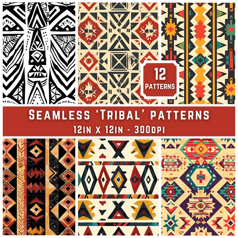 12 Seamless Tribal Patterns Indigenous Inspired Designs For Clothing And Web Instant