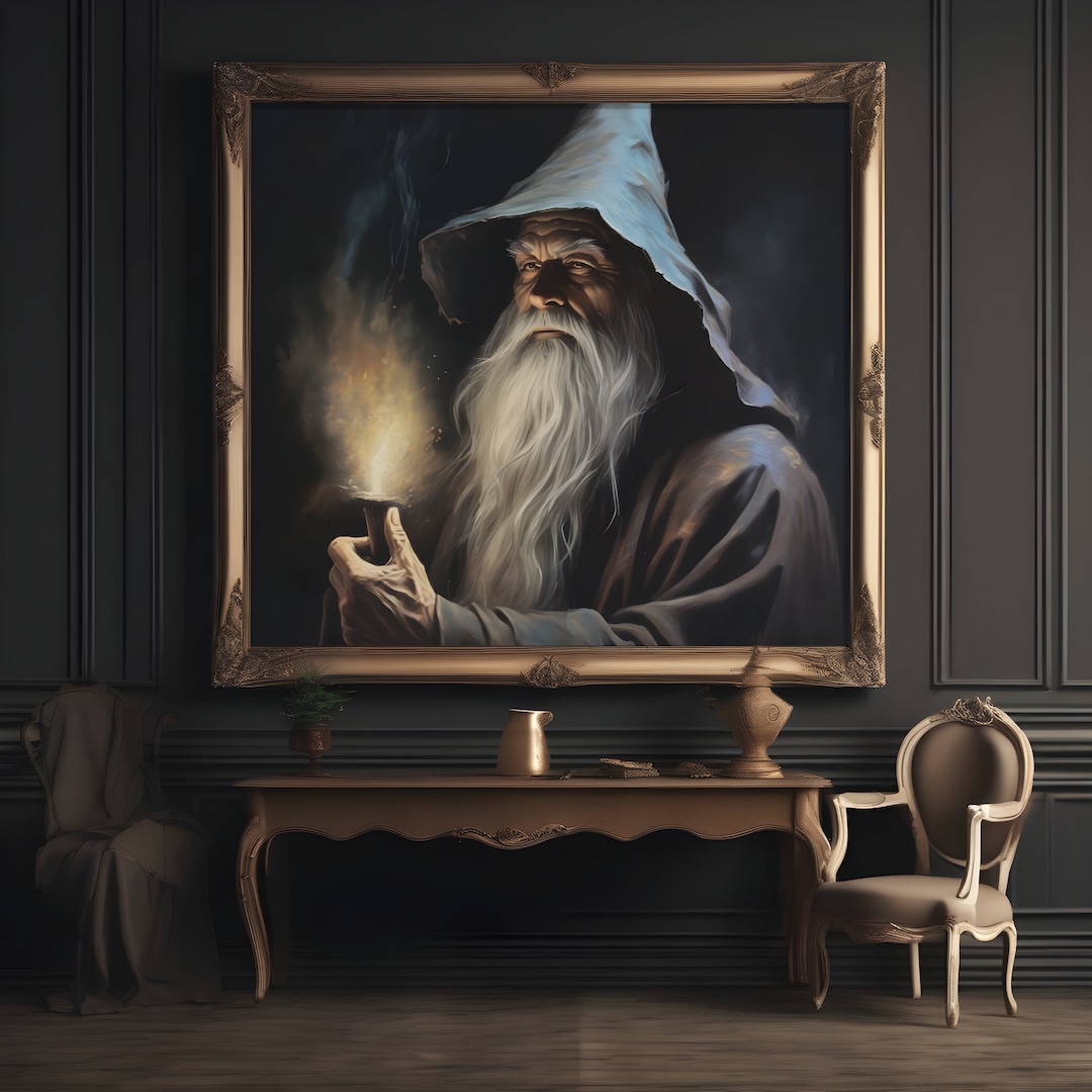 Wizard Painting #1 | Moody Witchy Posters | Dark Academia Wall Art ...