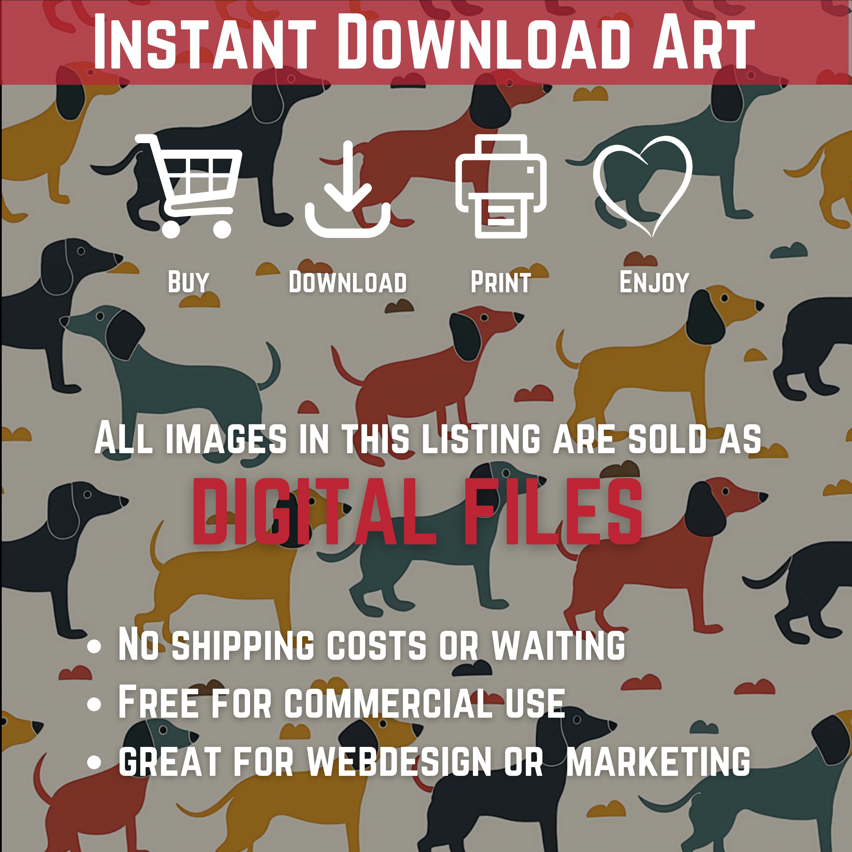 12 SEAMLESS Dog Patterns, Dog Pattern Designs for Clothing, Digital Art ...