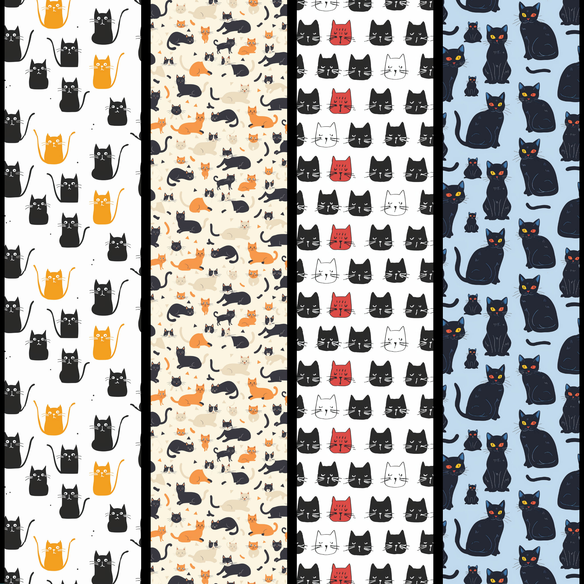 12 SEAMLESS Cat Patterns, Cat Pattern Designs for Clothing, Digital Art ...