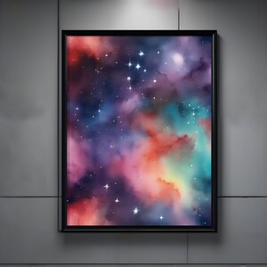 Nebula Painting Prints Set of 24 Watercolor Space Paintings Modern ...