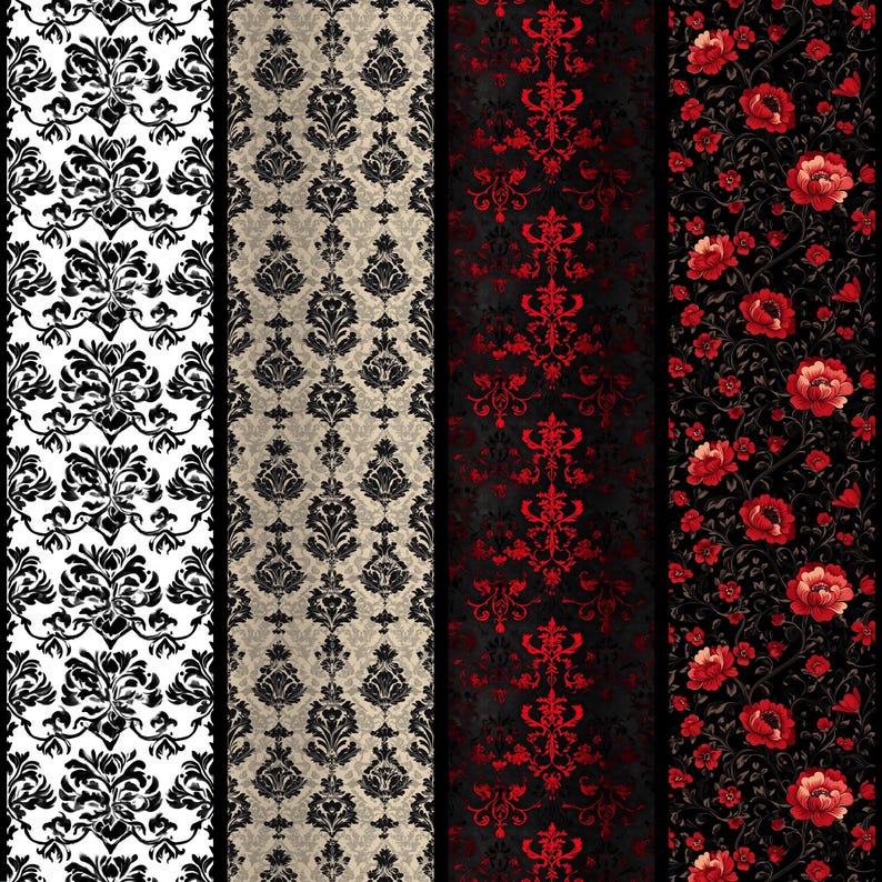 20 SEAMLESS Goth Patterns Vintage Gothic Patterns for Dresses, Clothing ...