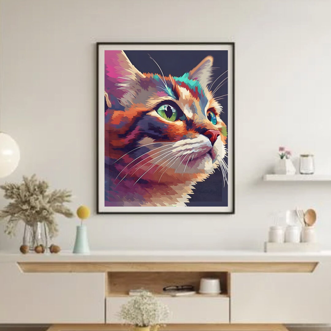 CAT Poster Designs for Cat Lover Gift Ideas WATERCOLOR Cat Artwork Set ...