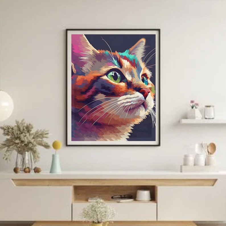 CAT Poster Designs for Cat Lover Gift Ideas WATERCOLOR Cat Artwork Set ...