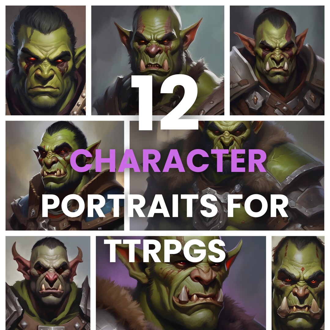 12 TTRPG Orc Character Portraits ORC MALE Character Portraits for ...