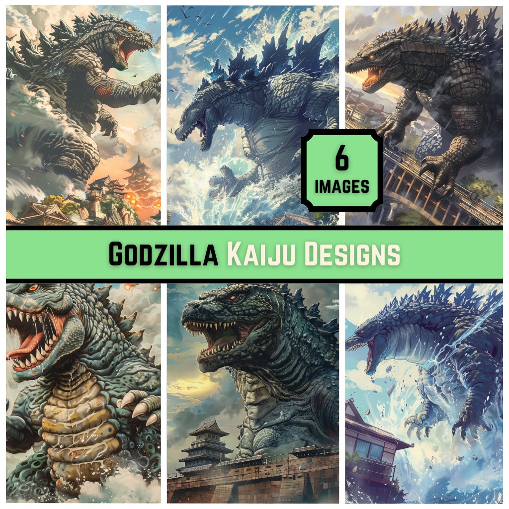 Anime Godzilla Kaiju Artwork PRINTABLE Artwork Set of 6 DIGITAL Prints ...