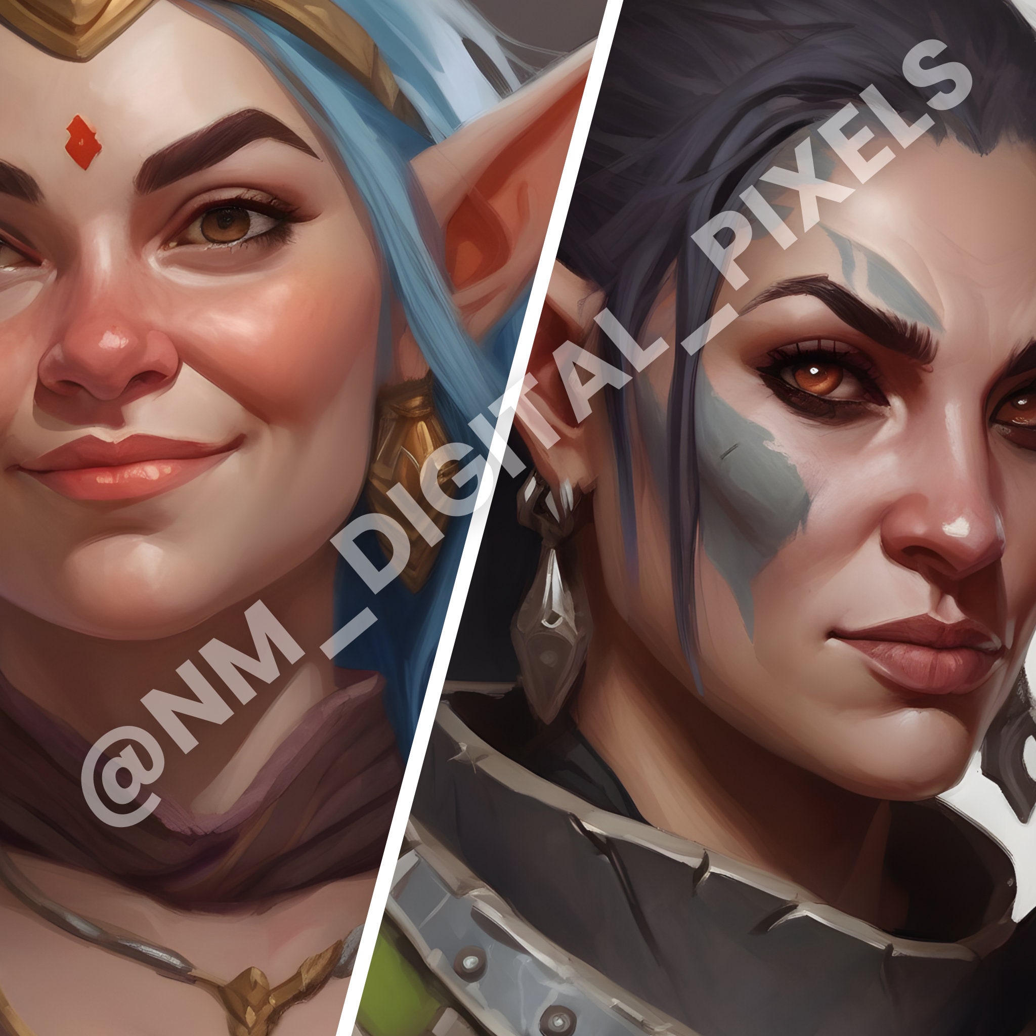 23 TTRPG Female Elf Character Portraits Half Elf Character Portraits ...