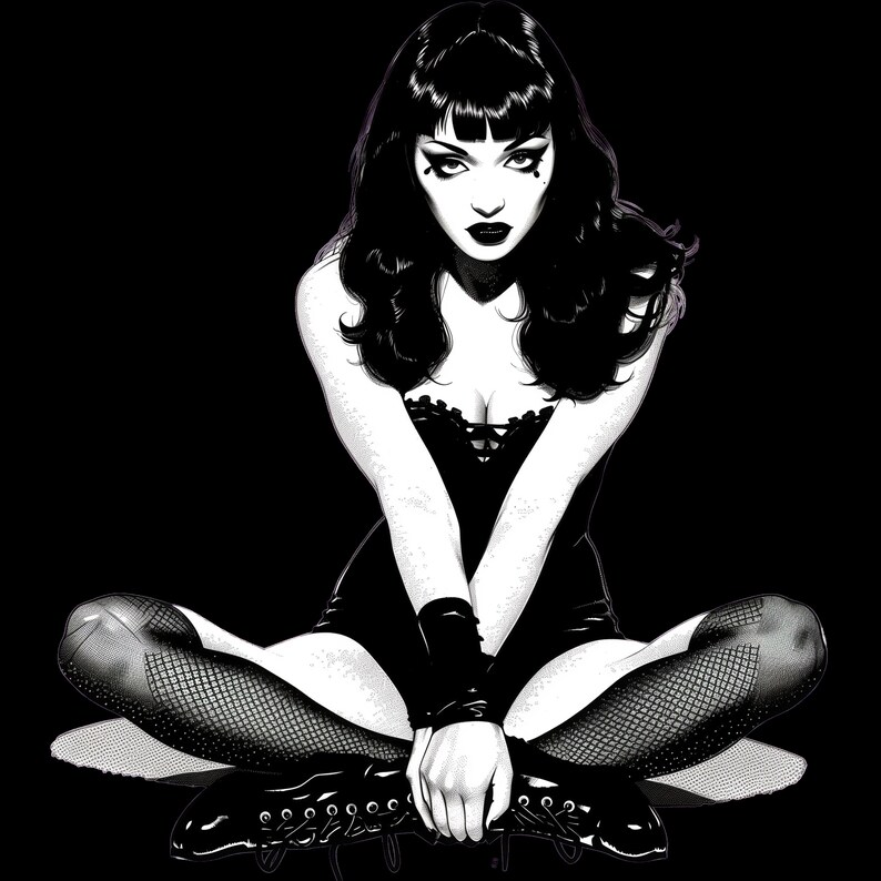 20 Vintage Goth Girl Pinup Clip Art Retro Pinup Artwork, PNG for Sublimation Instant Download ...