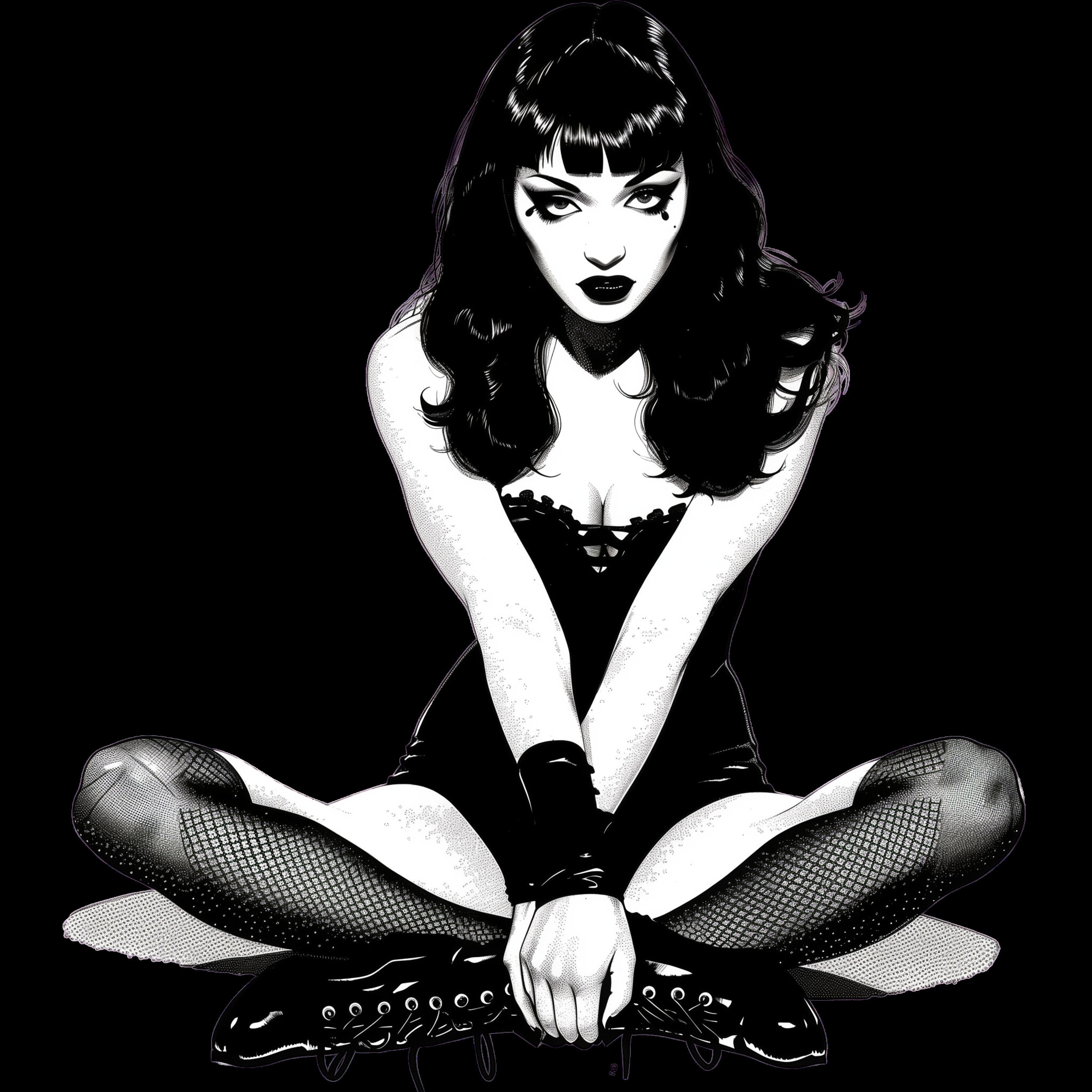 20 Vintage Goth Girl Pinup Clip Art Retro Pinup Artwork, PNG for Sublimation Instant Download ...
