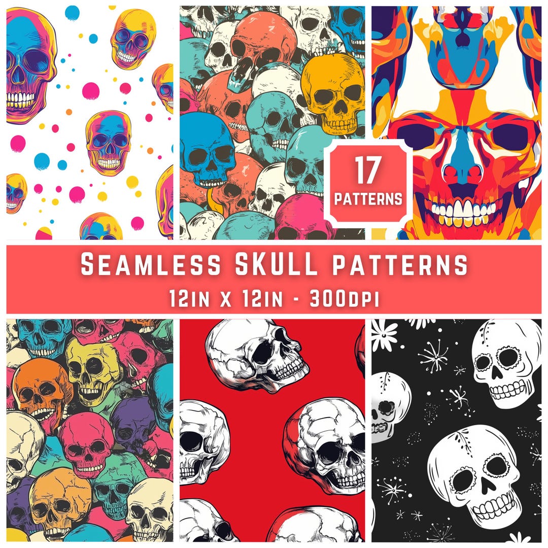 17 SEAMLESS Skull Patterns for Halloween Gift Idea | Skull Design ...