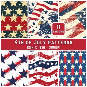 11 SEAMLESS 4th of July Patterns, American Pattern Designs for Clothing ...