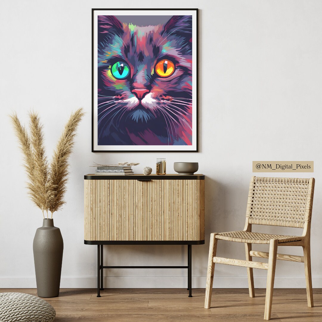 CAT Poster Designs for Cat Lover Gift Ideas WATERCOLOR Cat Artwork Set ...