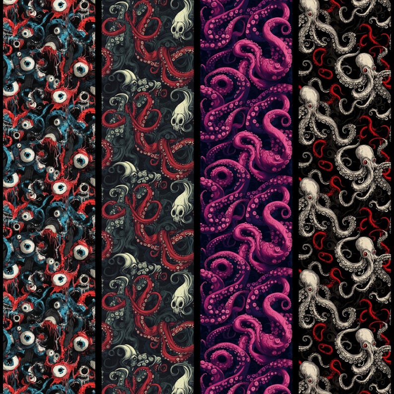 15 SEAMLESS Lovecraftian Patterns | Eldritch Elegance for Fashion and ...