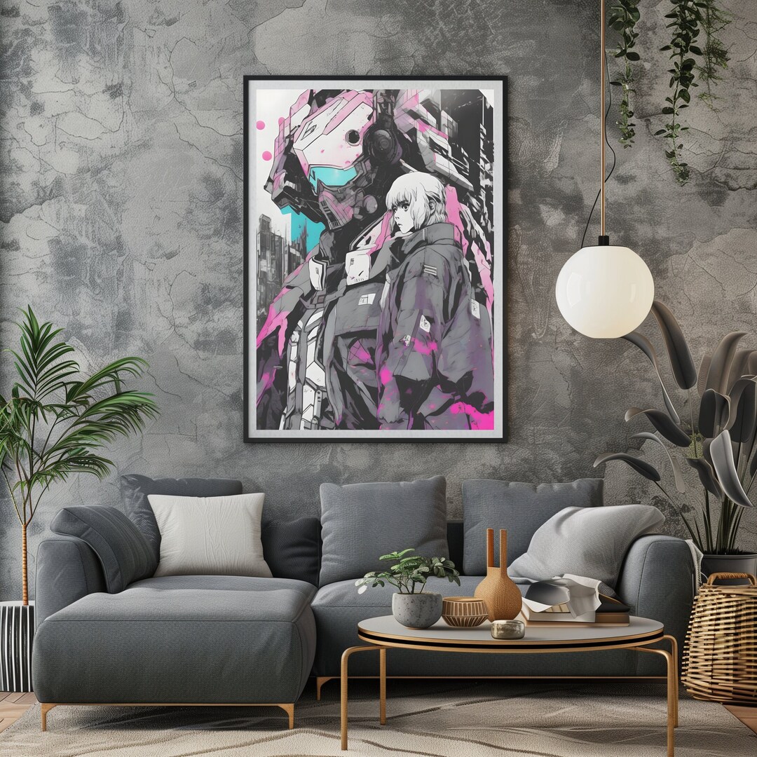 Cyberpunk Mech Poster Print Instant Download Vaporwave Style Edgy Sci ...