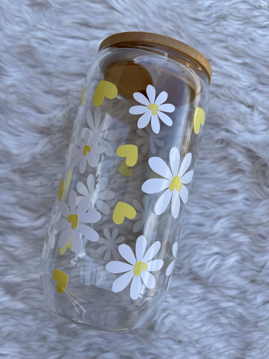 Daisy Glass Tumbler, Libbey Glass, Daisies, Glass Can, Custom Creations ...