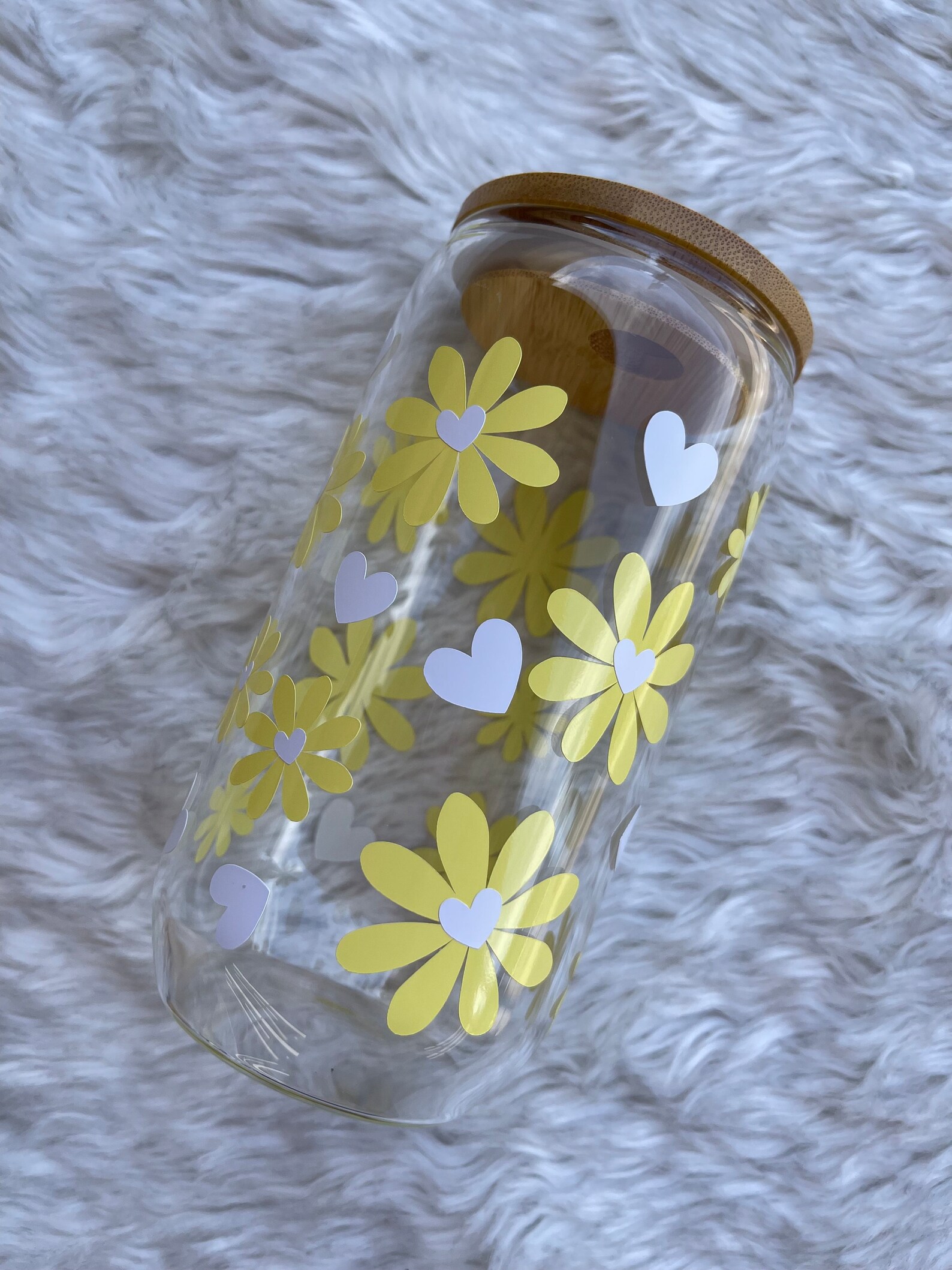Daisy Glass Tumbler, Libbey Glass, Daisies, Glass Can, Custom Creations ...