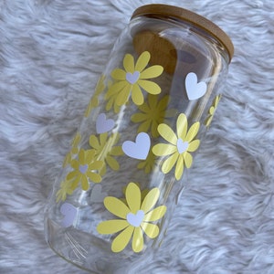 Daisy Glass Tumbler, Libbey Glass, Daisies, Glass Can, Custom Creations ...
