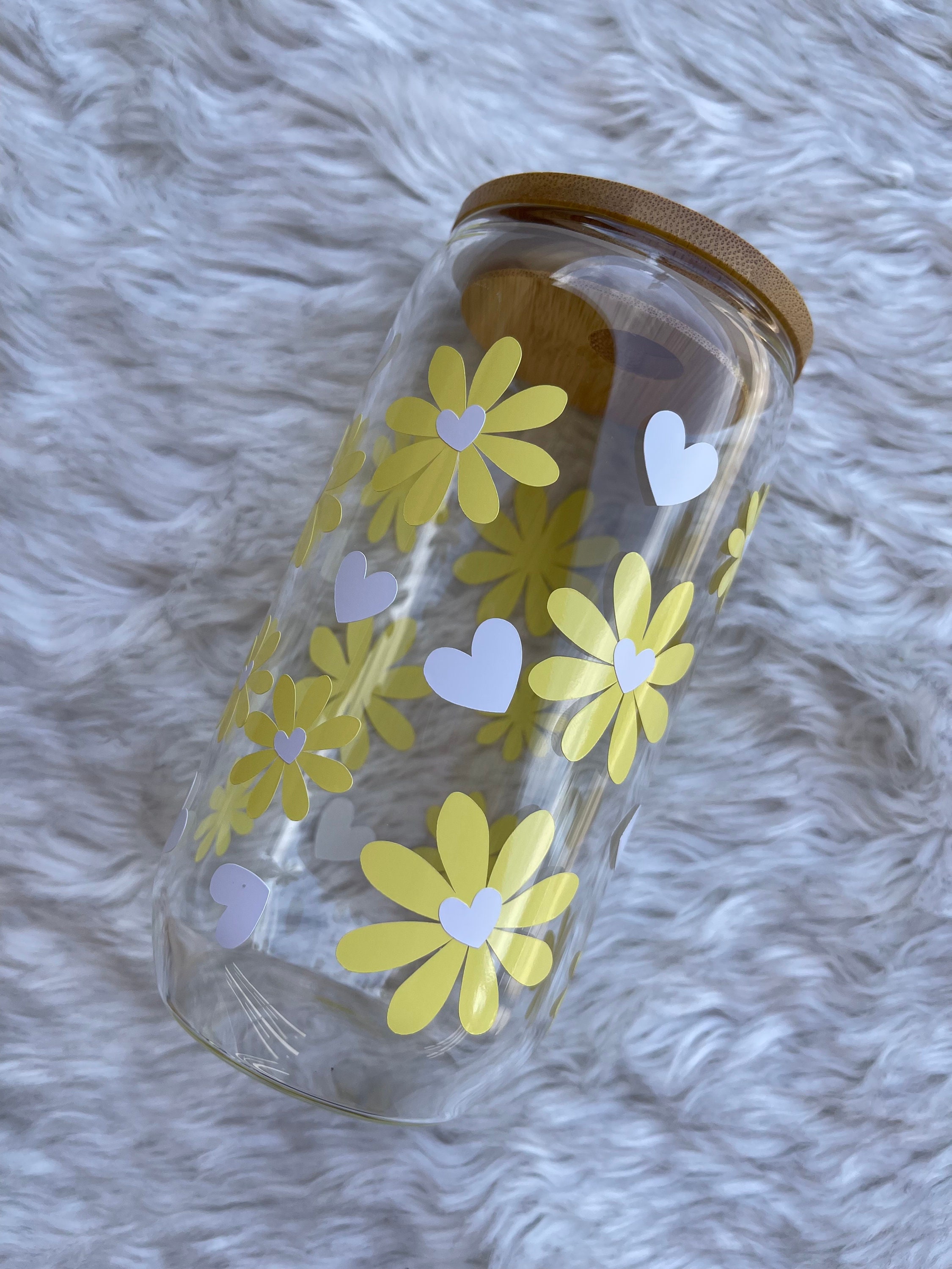 Daisy Glass Tumbler, Libbey Glass, Daisies, Glass Can, Custom Creations ...
