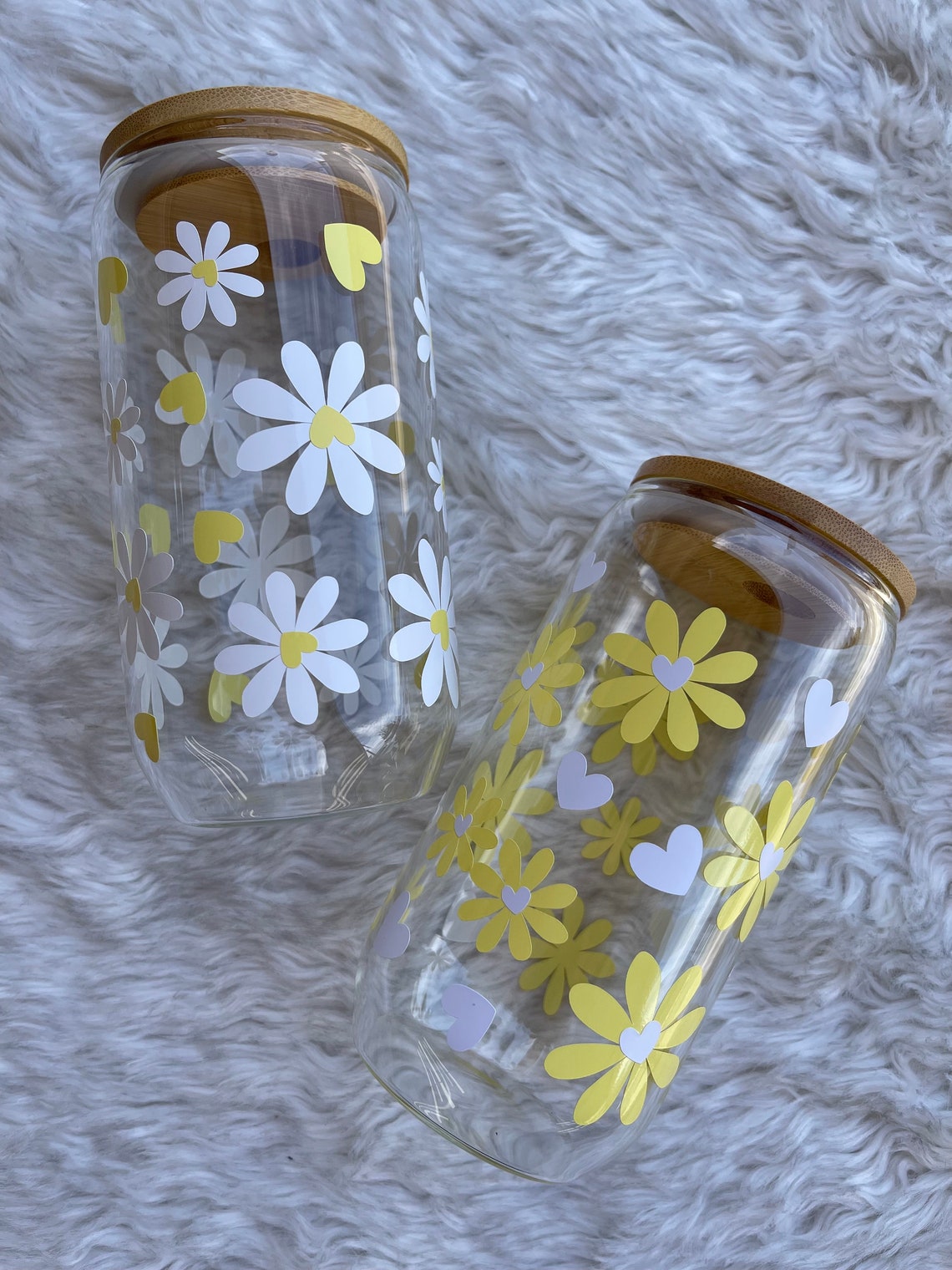 Daisy Glass Tumbler, Libbey Glass, Daisies, Glass Can, Custom Creations ...