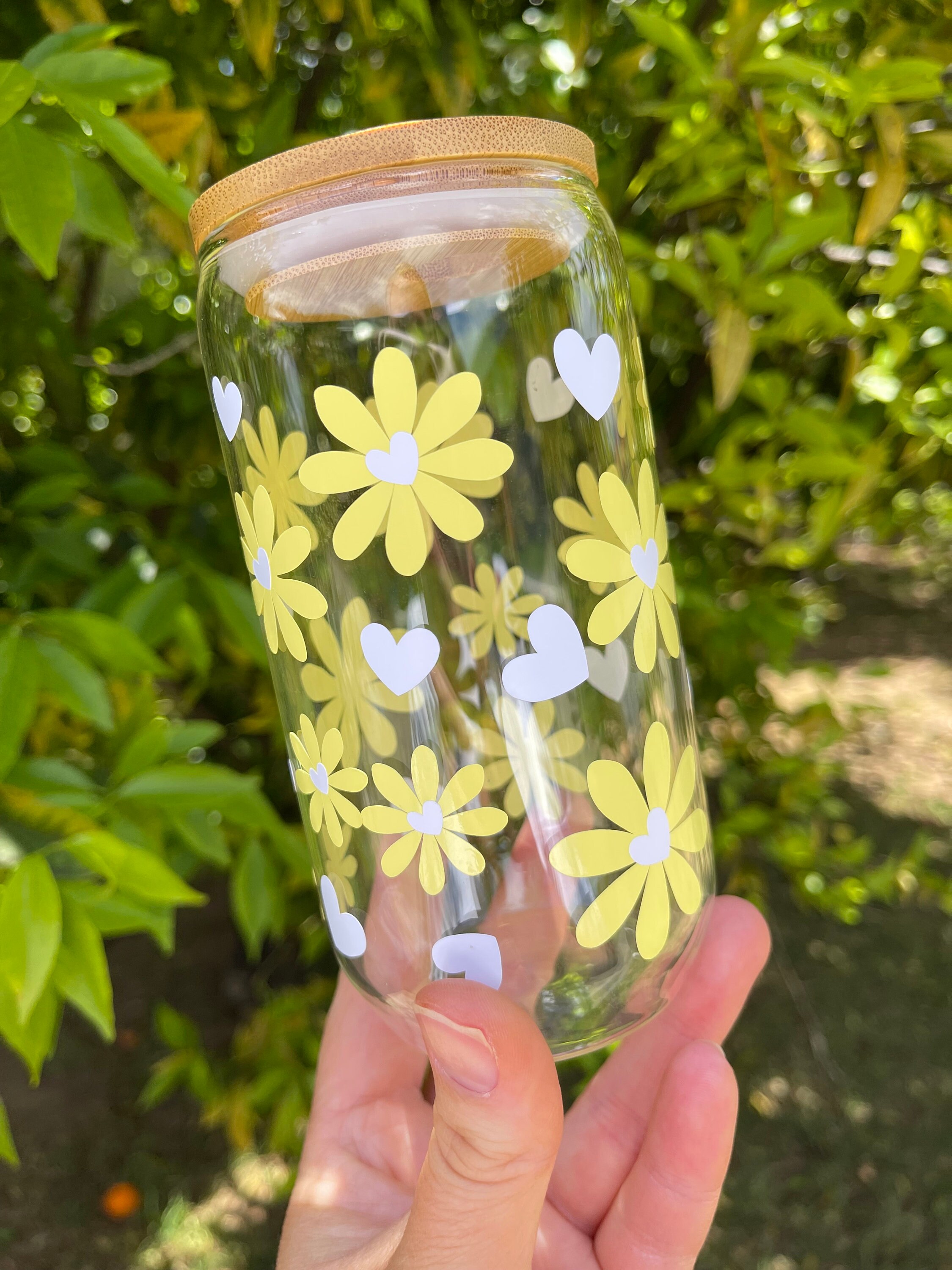 Daisy Glass Tumbler, Libbey Glass, Daisies, Glass Can, Custom Creations ...