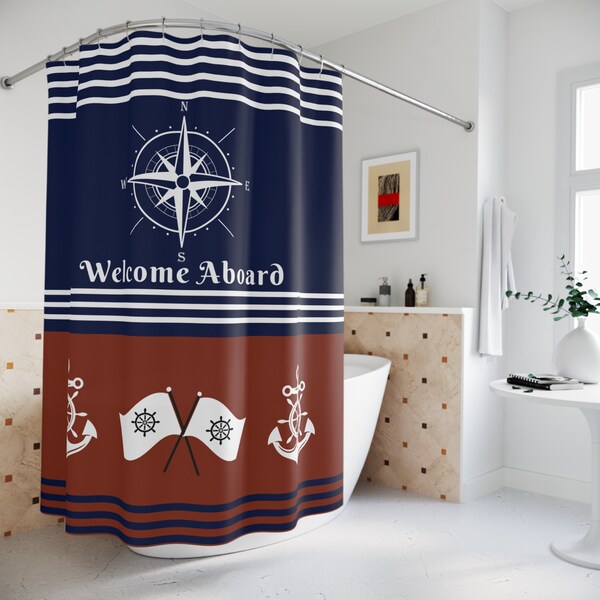 Nautical Shower Curtain - Etsy