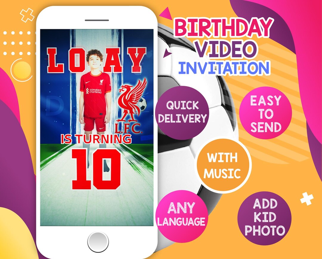 Liverpool Birthday Video Invitation, Personalized Football Theme (MP4 ...