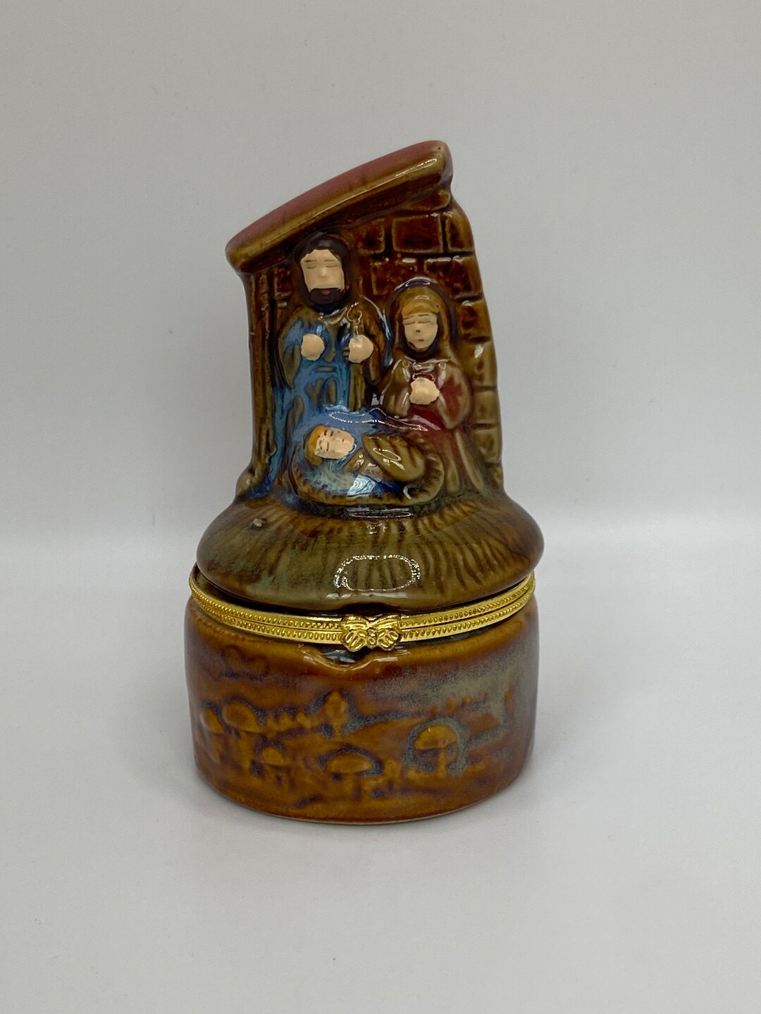Vintage Nativity Hinged Trinket Box of Baby Jesus, Mary and Joesph. - Etsy