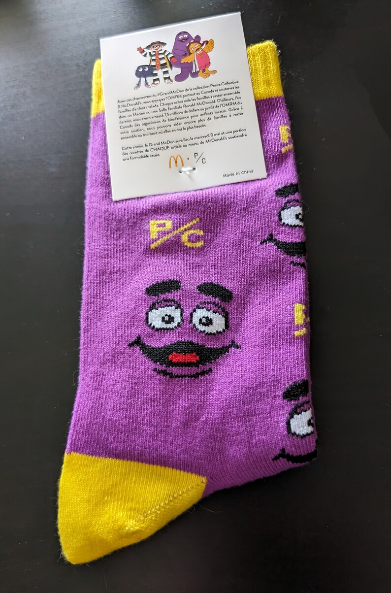 2024 Mcdonalds Canada Exclusive Grimace Socks Purple One Size Unisex ...