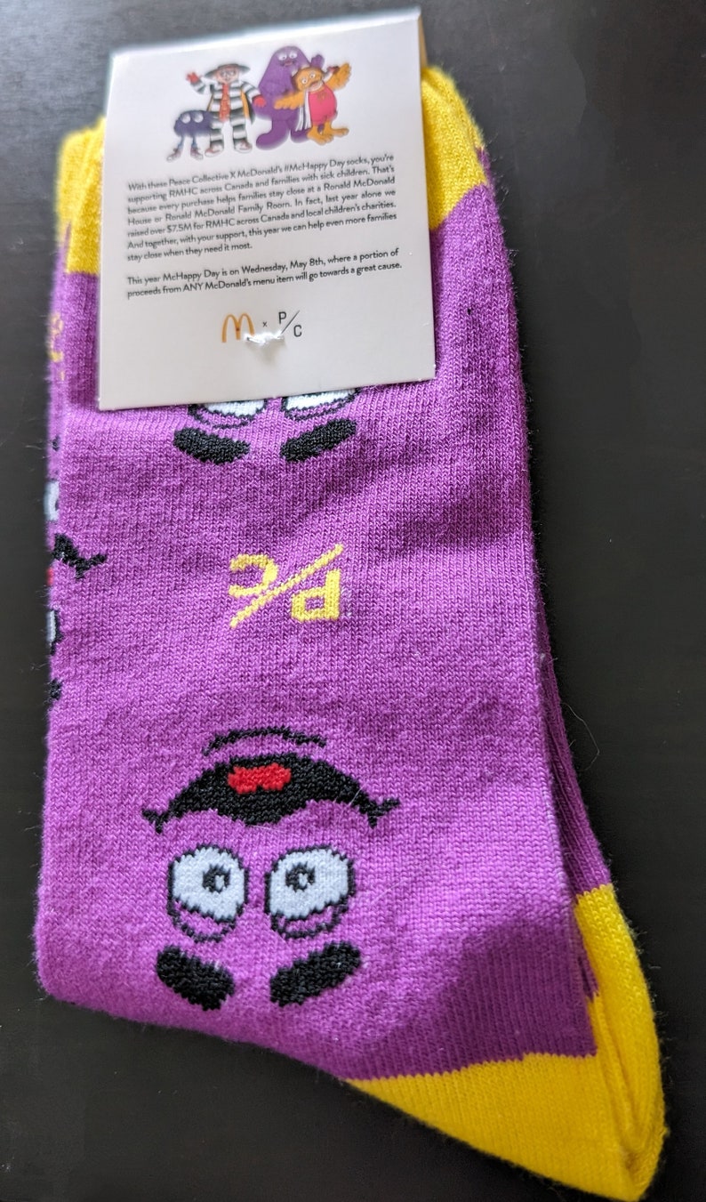 2024 Mcdonalds Canada Exclusive Grimace Socks Purple One Size Unisex ...