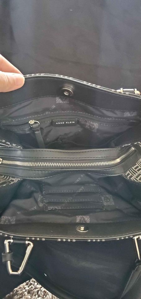 Anne Klein AK Lion LOGO Black Gray Shopper Satchel Tote Bag Purse - Etsy