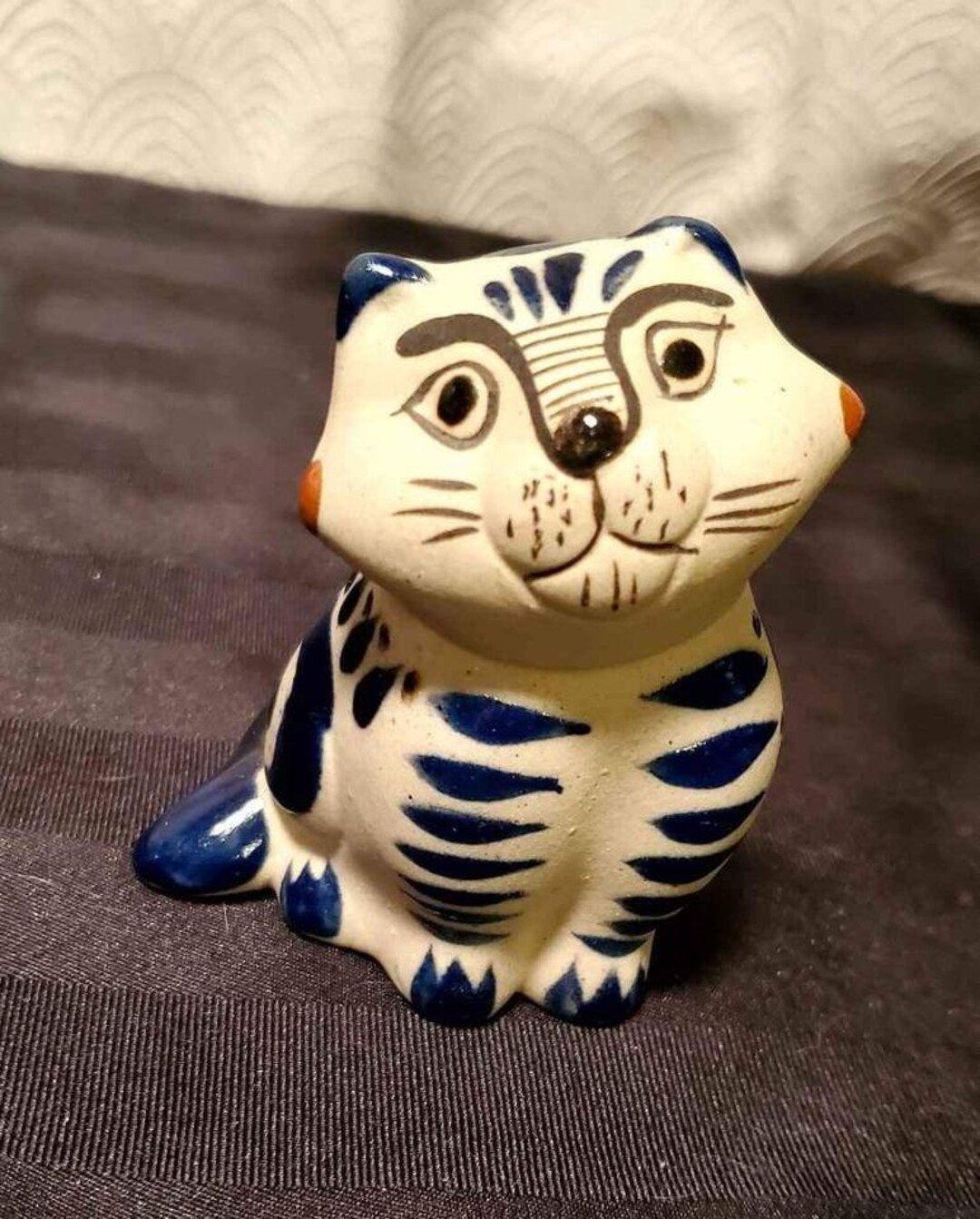 Vintage Mateos Tostado Cobalt Blue Cat Figurine. Signed Mexican Boho ...