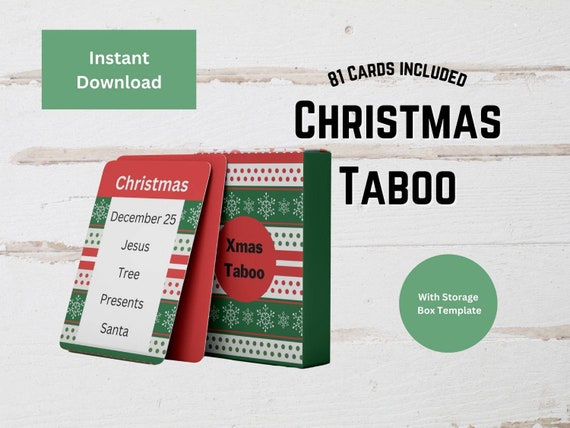 Christmas Taboo Game, Forbidden words, Dont Say the word game, with ...