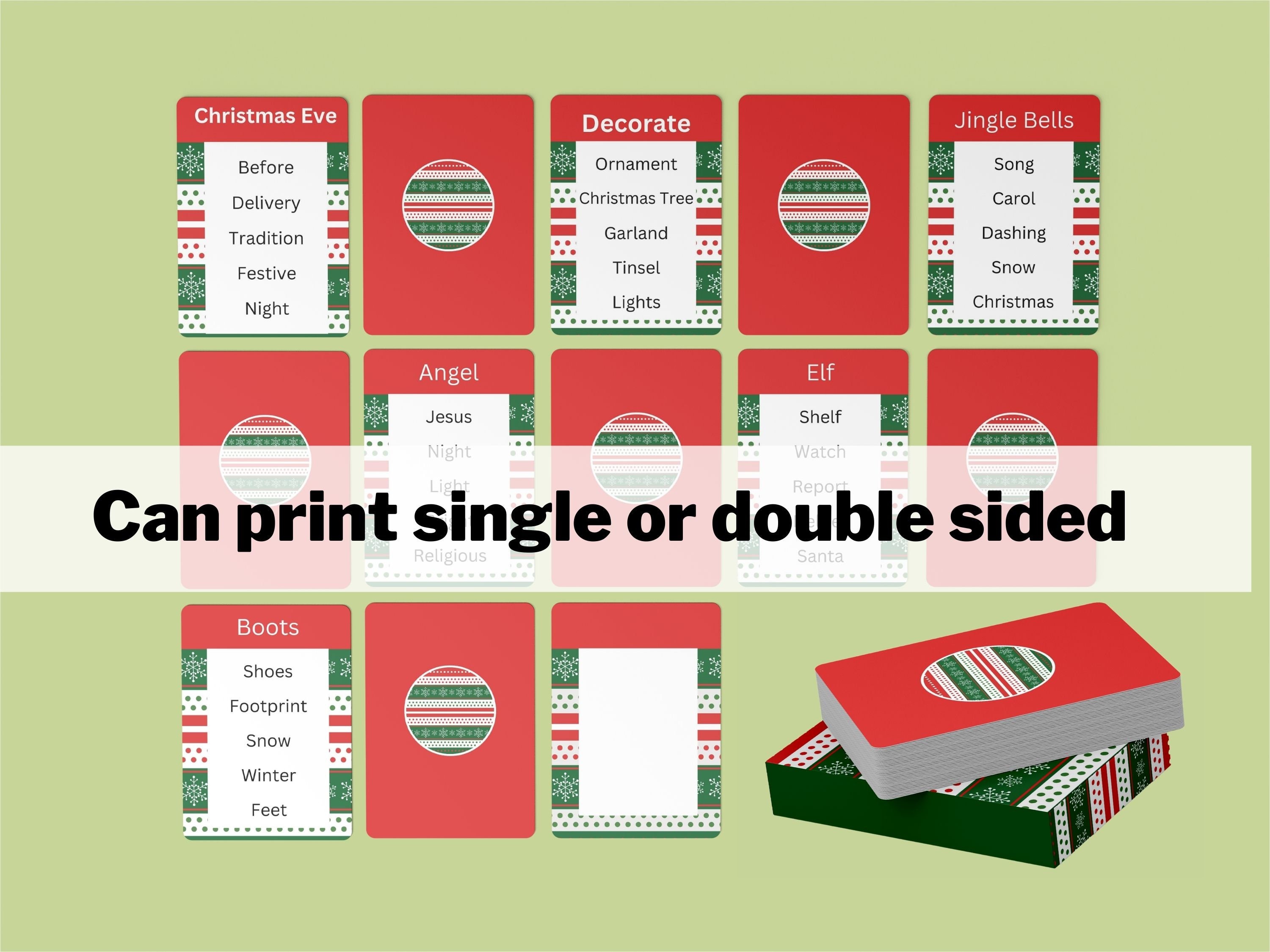 Christmas Taboo Game, Forbidden Words, Dont Say the Word Game, With ...