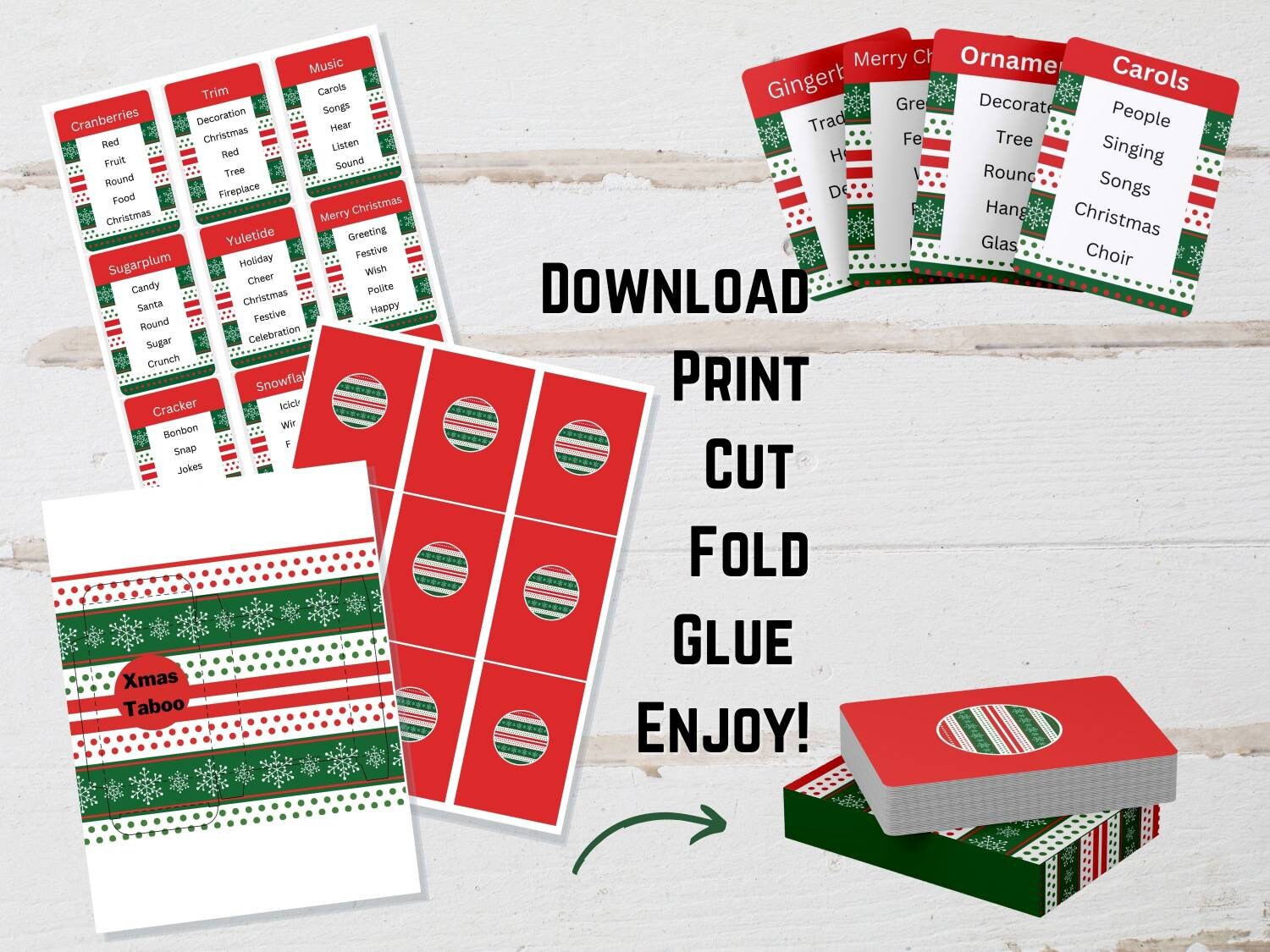 Christmas Taboo Game, Forbidden Words, Dont Say the Word Game, With ...