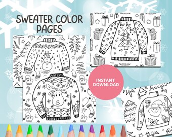 Christmas Sweater Coloring Pages - Etsy