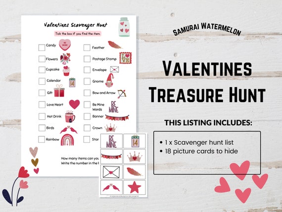 Valentines Scavenger Hunt for kids with picture cards to hide ...